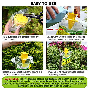 8 Pack Outdoor Hanging Fly Traps, Disposable Flies Killer Trap Bag Catcher with Natural Attractant Bait Bug Catcher and Flying Insect Trap for Outdoor Family Farm Park Orchard Garden