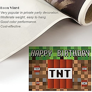 HUAYI 6.5'x5' TNT Pixel Backdrop for Birthday Game Themed Party Background Photo Booth - Stretch Resistant Econ Vinyl FW-2193