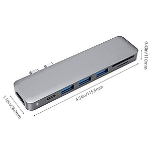 Adapter for MacBook Pro/Air M1 2022/2021/2020, 7 in 2 USB-C Hub with 4K HDMI, Thunderbolt 3(100W PD), USB-C & 2 USB 3.0, SD/TF Card Reader, Type C Dongle for MacBook Pro Air 13" 15" 16" (D)