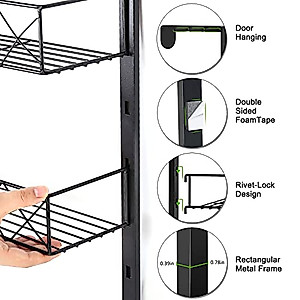 PilavAloo 6-Tier Over the Door Pantry Organizer with Hooks, Adjustable Hanging Door Spice Rack, Hanging Door Shelf for Canned Goods Storage or Bedroom Bathroom Beauty Supplies Organizing