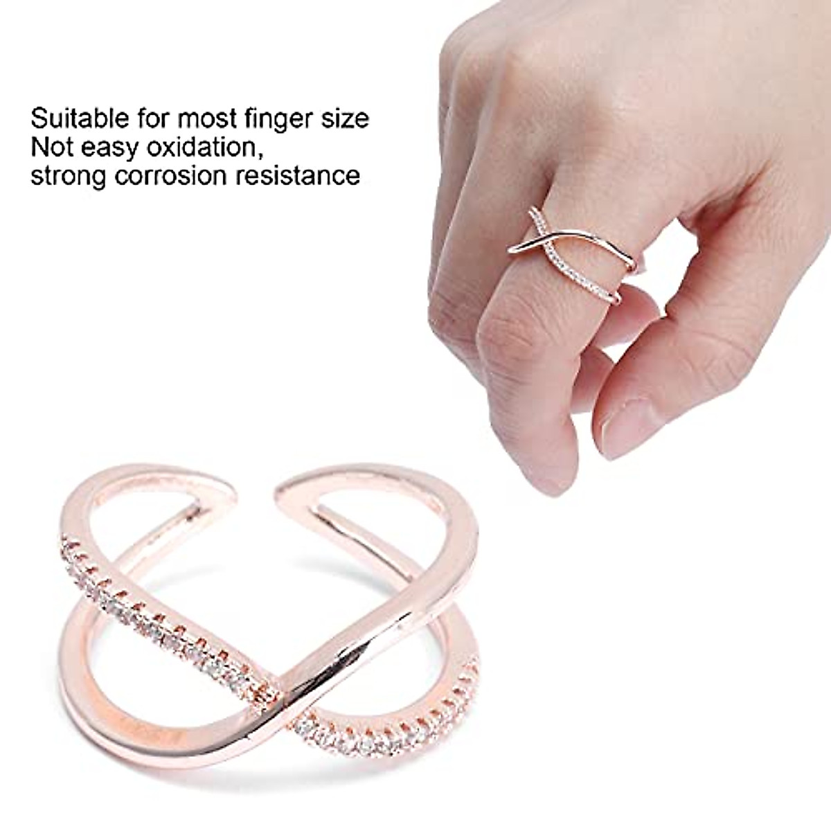 Jewelry Ring, Alloy Exquisite Design Knuckle Ring Beautiful Appearance for Anniversary for Birthday(02 Rose Gold WG0-0342)