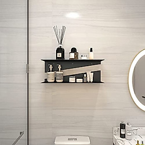 POEMAX Floating Shelves,Metal Wall Shelf Set of 2,Heavy-Duty Hanging Shelves,Multiple Combination Mode Wall Mounted Shelves