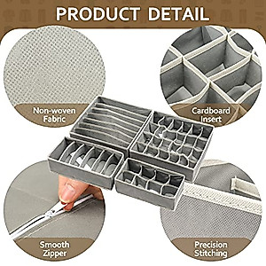 16 Pieces Closet Underwear Organizer Drawer Divider Foldable Bra Organizers Cabinet Clothes Socks Drawer Organizer Storage Box Baskets for Underwear, Bras, Socks, Ties and Towels