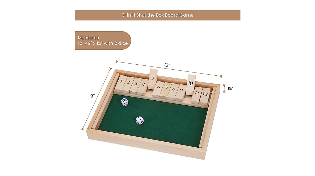 Bits and Pieces Large Shut The Box Game - Fun Family Fun