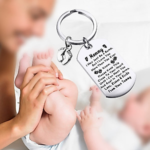 WSNANG Mommy To Be Keychain New Mom Gift Baby Announcement Jewelry Gift I May Just Be a Bump I Love You Mommy Keychain (Mommy DT)