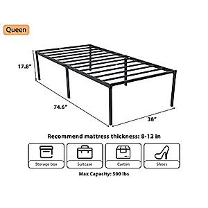 Capacmkseh 14 Inch Twin Size Metal Bed Frame, Heavy Duty Bed Frame Metal Platform Mattress Foundation Bed Frames with Storage, No Box Spring Needed, Under Bed Storage, Noise-Free