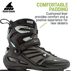 Rollerblade Zetrablade Women's Adult Fitness Inline Skate, Black and Light Blue, Performance Inline Skates