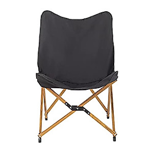 Camping Chair, Folding Chair, Camp Chair, Camping Chairs for Adults, Folding Outdoor Camping Chair, Portable Stool for Fishing Picnic BBQ, Ultra Light Aluminum Frame with Wood Grain Accent, Black