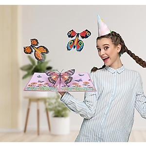 ilauke Pop Up Cards, 3D Butterfly Pop Up Cards, Greeting Cards with Magic Flying Butterfly&Envelopes, for Mothers Fathers Teachers Day Birthday Valentine's Anniversary Thank You Day