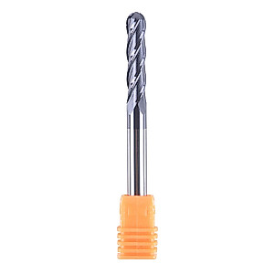 SpeTool 4 Flutes Ball Nose End Mill Solid Carbide CNC Router Bits 1/4 Inch Shank with 3 Inch Long Spiral Milling Tool