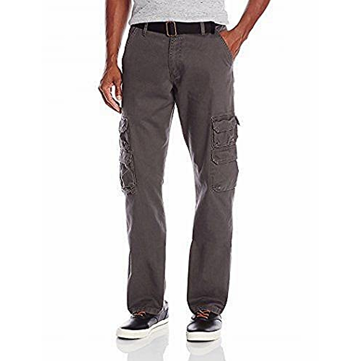 Wrangler Authentics Men's Premium Relaxed Fit Straight Leg Cargo Pant, Anthracite Twill, 34W X 30L