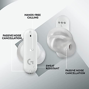 Logitech G FITS True Wireless Gaming Earbuds, Custom Molded Fit, Lightspeed + Bluetooth, Four Beamforming Microphones, PC, Mac, PS5, PS4, Mobile, Nintendo Switch - White