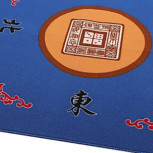 GUSTARIA Chinese Mahjong Set, with X-Large 144 Numbered Melamine Yellow Tiles, 2 Spare Tiles, 6 Dice and a Wind Indicator, Carrying Travel Case with English Instruction, Mahjong Mat (Blue)