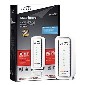 Arris Surfboard SBG6700AC DOCSIS 3.0 Cable Modem/Wi-Fi AC1600 Router - Retail Packaging - White, Model: SBG6700AC, Electronic Store & More