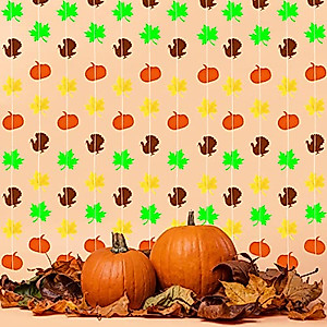 8 Pieces Thanksgiving Garland Felt, Fall Hanging Decorations, Pumpkin Maple Leaves Turkey Streamer for Give Thanks Autumn Harvest Party Supplies