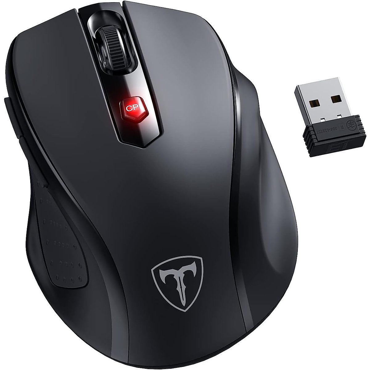 HOTWEEMS Wireless Mouse, D-09 Computer Mouse USB Cordless Mice for Laptop, Ergo Grips, Lightspeed 5-Level 2400 DPI, 16 Months Battery, Portable for PC Mac Chromebook (Black)