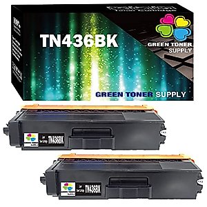 Green Toner Supply 2-Pack Compatible Toner Cartridge Replacement for Brother TN436BK TN436 (Black Only, Set of 2) Used for Hl-L8360Cdw Mfc-L8900Cdw MFC-L8610CDW Printer
