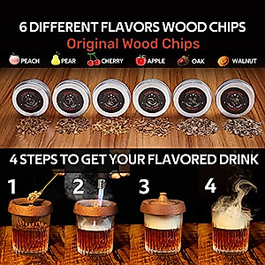 Cocktail Smoker Kit with Torch, Rorood Old Fashion Cocktail Smoker Kit with 6 Flavors Wood Chips Portable Bourbon Whiskey Smoker Kit with Whiskey Balls Drinks Smoker Gifts for Men and Women