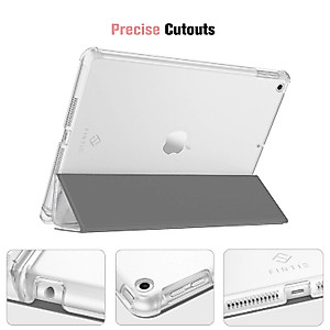 Fintie Case with Pencil Holder for iPad 9th / 8th / 7th Generation (2021/2020/2019) 10.2 Inch - Slim Shell Hard Case with Translucent Frosted Stand Back Cover, Auto Sleep/Wake, Marble White