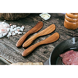 FAAY 7.5" Butter Spreaders, Eco-Friendly Condiment and Sandwich Knife from 100% Moist-Resistant Teak Wood, Super Handy Peanut Jelly Spreader Set of 4