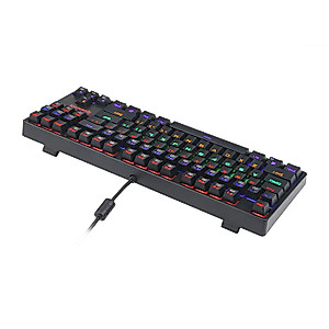 Redragon K576R DAKSA Mechanical Gaming Keyboard Wired USB LED Rainbow Backlit Compact Mechanical Gamers Keyboard 87 Keys for PC Computer Laptop Blue Switches (Black)