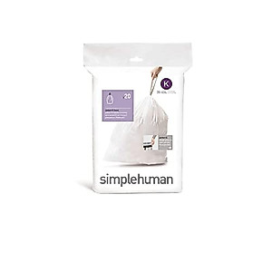 simplehuman Code K Custom Fit Trash Can Liner, 3 refill packs (60 Count), 35-45 Liter / 9-12 Gallon