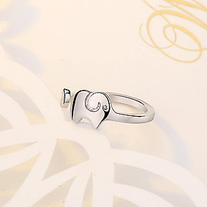 Cute Elephant Open Promise Statement Rings for Women Girls Minimalist Lovely Animal Eternity Engagement Ring Finger Band Fashion Jewelry Adjustable