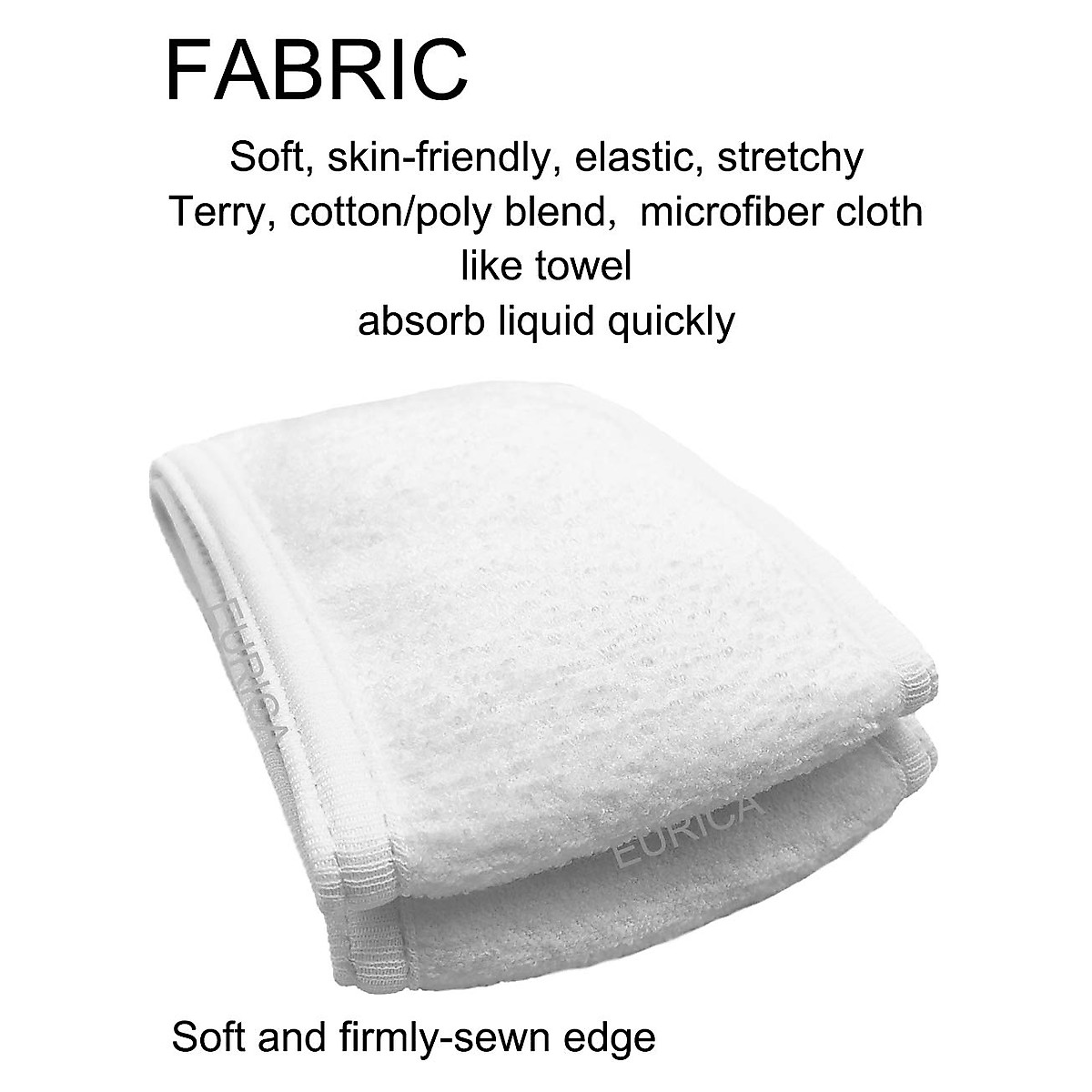 EUICAE Spa Headband Hair Wrap Sweat Headband Head Wrap Hair Towel Wrap Non-slip Stretchable Washable Makeup Headband for Face Wash Facial Treatment Sport Fits All White (White)