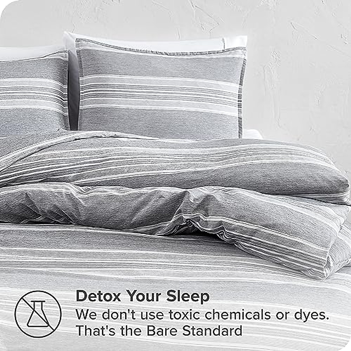 Bare Home Queen Size - Premium 1800 Super Soft Duvet Covers Collection - Lightweight, Soft Textured Bedding Duvet Cover (Queen, Stripe - Heathered Charcoal)