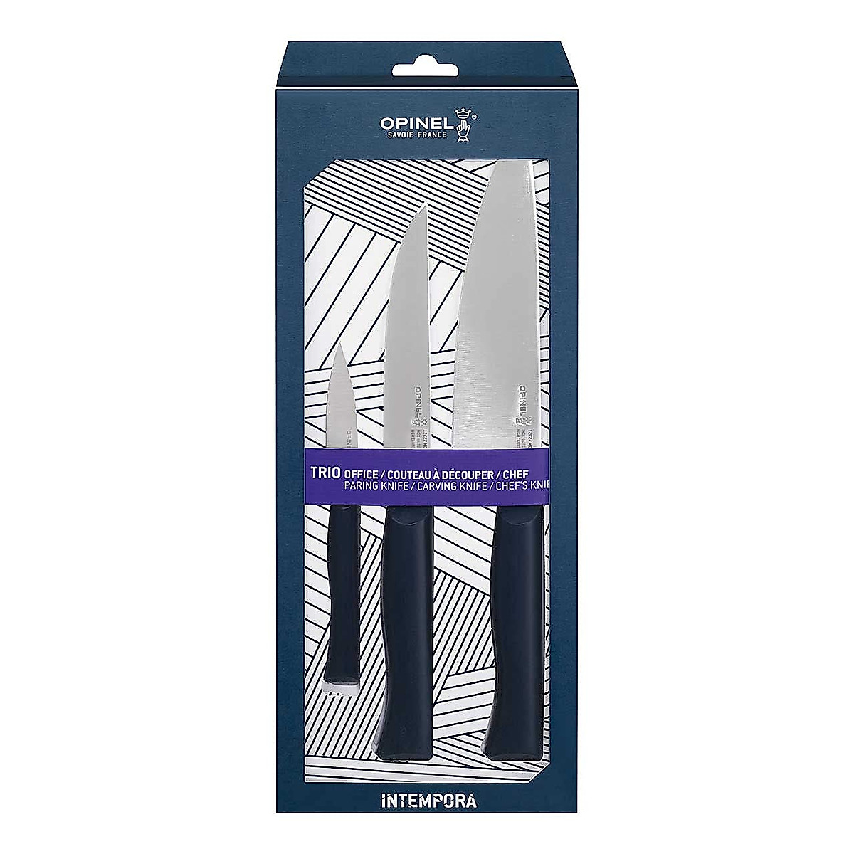 Opinel Intempora Trio Case: 1 Chef Knife + 1 Carving Knife + 1 Patatero Knife 002224