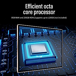 Soraz Office Tablet, Octa Core Tablet PC 8GB RAM 256GB ROM US Plug 100‑240V (Gold)