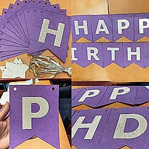 60th Birthday Decorations for Women Purple Silver Women 60 Birthday Happy Birthday Banner Purple Silver Latex Balloons Polka Dot Paper Fans/Purple 60th Birthday Decorations for Women