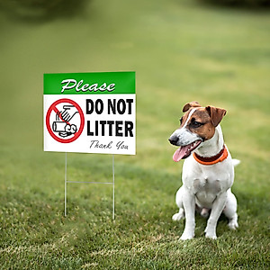 2 PC Please Do Not Litter Sign - 14x10 Coroplast Double Sided No Dumping Signs - No Littering Sign Outdoor - No Dumping Signs Private Property