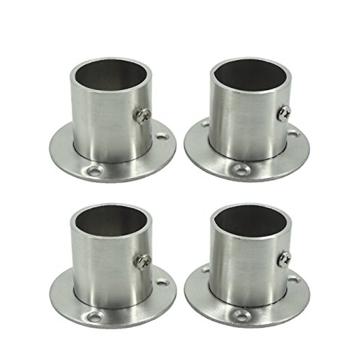 Stainless Steel Closet Wardrobe Rod Holder Socket End Support Bracket Flange for 32mm (Set of 4)