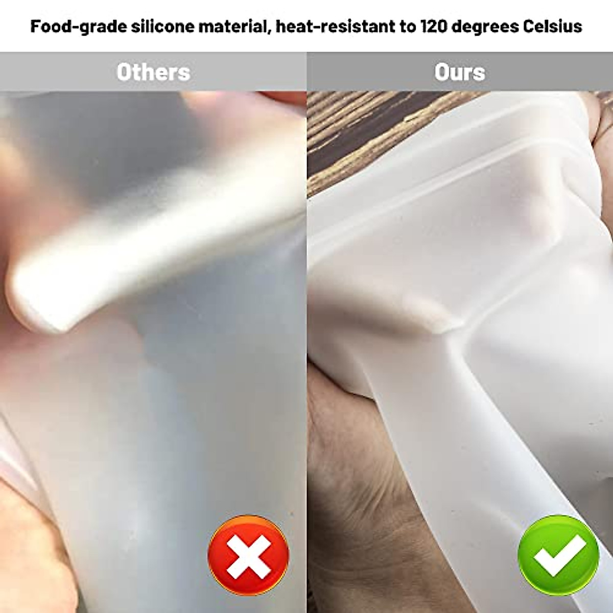 Reusable Sous Vide Bags- 2 Packs - Large Size Food Grade High Temperature Resistant Silicone BPA-free Bags for Sous Vide Cooking-Compatible with Anova, ChefSteps, Kitchen Gizmo, Gramercy Kitchen, Gourmia and All Immersion Circulators