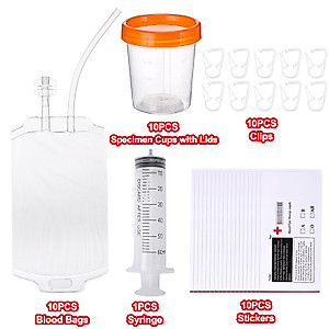 XANGNIER 41 Pcs Halloween Party Decorations Supplies Kit, Blood Bags for Drinks and Joke Urine Specimens Drink Cups with Syringe for Vampire Horror Theme Party,Medical School Nurse Graduation Decor