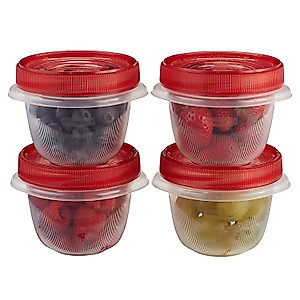Rubbermaid TakeAlongs Twist & Seal Food Storage Containers, 1.2 Cup, Tint Chili, 4 Count