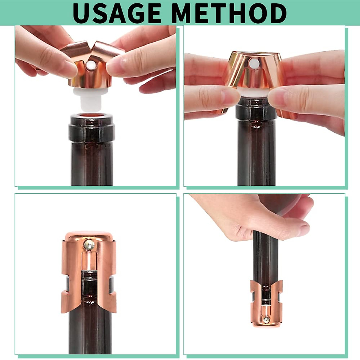 DLAND 3 Pack Stainless Steel Champagne Stopper, Bottle Sealer, Airtight and Leak-proof Stopper Protector (Silver,Black,Rose Gold)