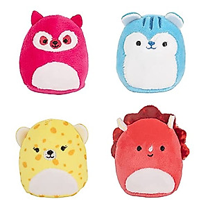 Squishville by Squishmallows SQM0143 Bright Squad-Four 2-Inch Mini Characters-Includes Santiago, Tristan, and Two Mystery Figures-Irresistibly Soft, Colourful Plush, Multicolor