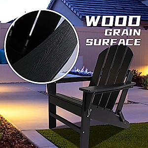 BIVODA Folding Adirondack Chair, Fire Pit Chairs, Outdoor HDPE Weather Resistant Adirondack Chair,Plastic Campfire Chair for Deck Backyard Patio Outdoor Poolside Porch Lawn Outside