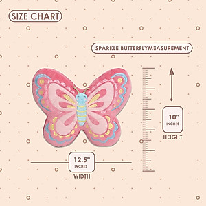 MON AMI Sparkle Butterfly Decorative Plush Throw Pillow - 12.5x10”, Soft Cushion, Stuffed Toy Décor Gifts for Kids of All Ages, Nursery Décor