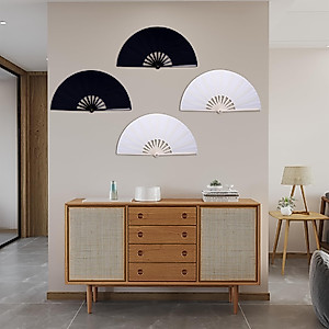 MDDRUIQI Hand Fans for Women Foldable - Rave Fan - 2 Pack Large Folding Fan | Halloween Party Favors - Nylon-Cloth Vintage Retro Fabric Fans Chinese Kung Fu Tai Chi Festival Dance Hand Held Fan