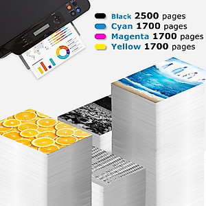 Relcolor 950XL 951XL Combo Ink Cartridge for HP 950 951 XL Black Color Fit for OfficeJet Pro 8600 8610 8620 8630 8100 8615 8625 276dw 251dw 271dw Printers (Black Cyan Magenta Yellow 4 Pack) HP950xl