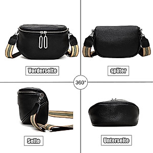 Fibrdoo Leather Crossbody Bag for Women, Elegant Shoulder Bag with Removable Strap Mobile Phone Purse, Leather Saddle Bag, Black
