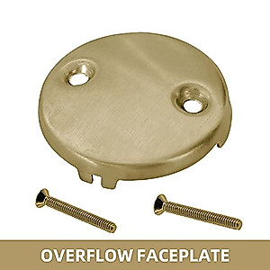 GETPRO Tub Drain Gold,Tip Toe Bath Tub Drain Kit with Two-Hole Overflow Faceplate,Bathtub Drain Trim Set Conversion Replacement Assembly with Universal Fine & Coarse Thread Brushed Gold