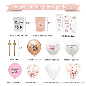 HIPEEWO Bachelorette Party Decorations, Bridal Shower Decorations Including Photo Props, Table Runner, Veil, Headband, Banner, Cups, Sash, Balloons, Topper, Sticker, Bride Bachelorette Party Supplies