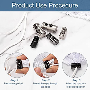 uxcell 24pcs Metal Cord Locks, 6mm Single Hole Spring Stopper Fastener Slider Toggles End for Drawstrings Bags Backpacks Clothing Lanyard, Black