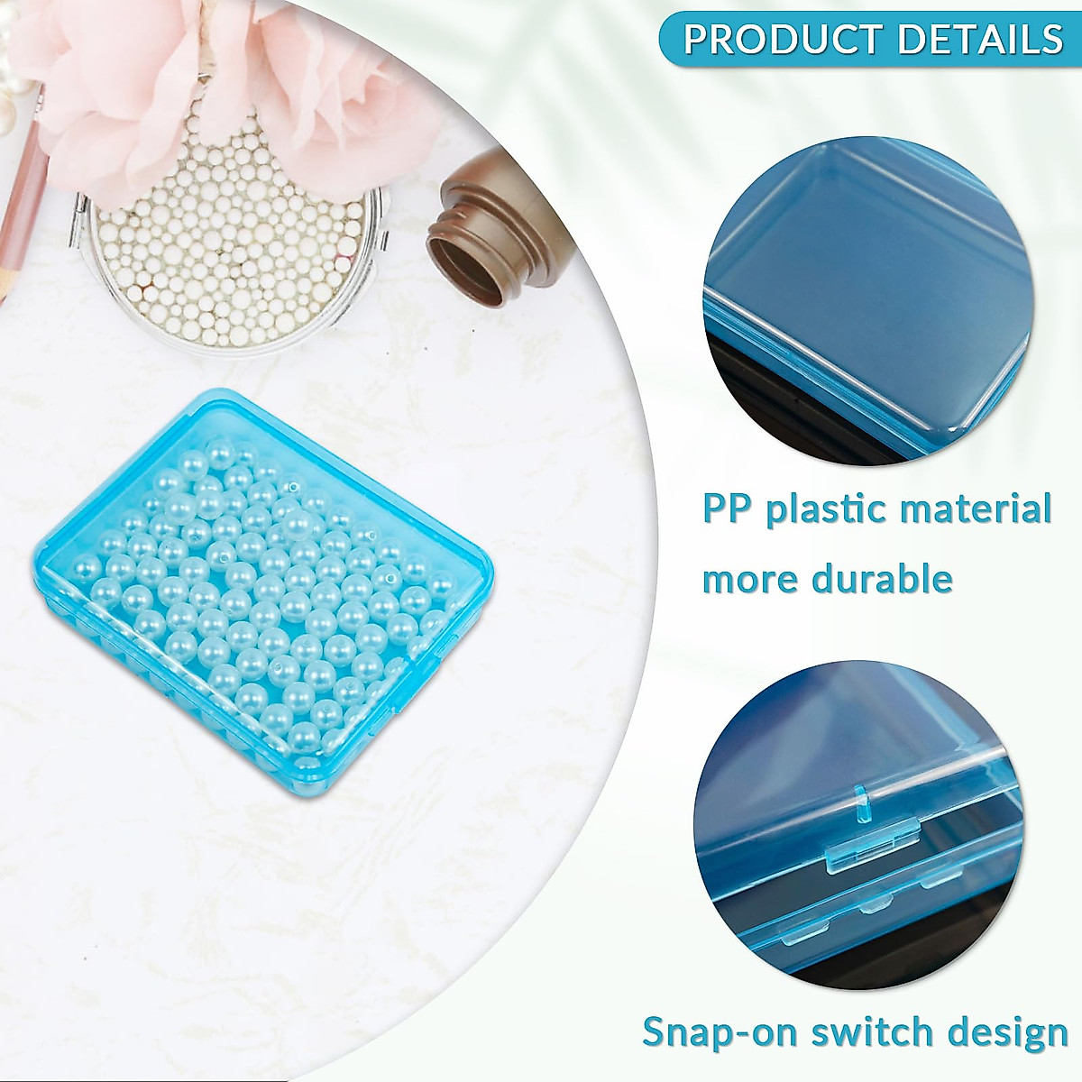 Binxus 6 Pcs Mini Transparent Plastic Storage Containers Box Portable Travel Cotton Pad Holder Small Cosmetic Pad Cotton Ball Holder Dispenser for Cotton Rounds, Swabs, Floss (3 Colors)