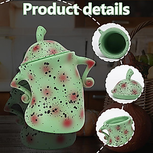 YYPLIAN Canister With Attitude, Large Ceramics Jar with Lid, Cute Creative Food Storage Jar with Airtight for Coffee, Tea, Sugar, and Spices (Green)