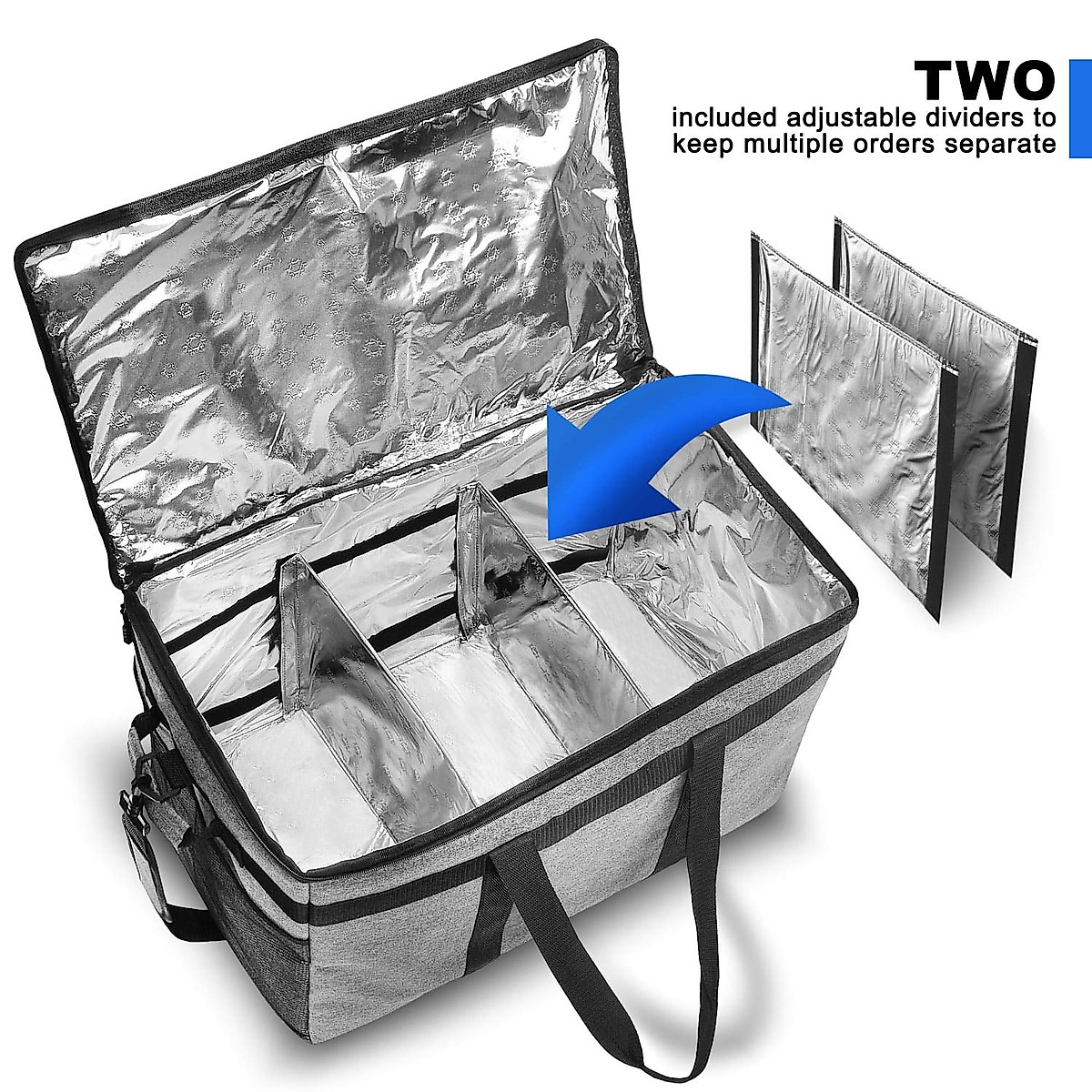 The HOT Box Insulated Food Delivery Bag - Premium Quality Bag for Hot and Cold Food for Uber Eats DoorDash Instacart Postmates Groceries Restaurants - XXL Sized Excellent for Catering - 23"x14"x15"